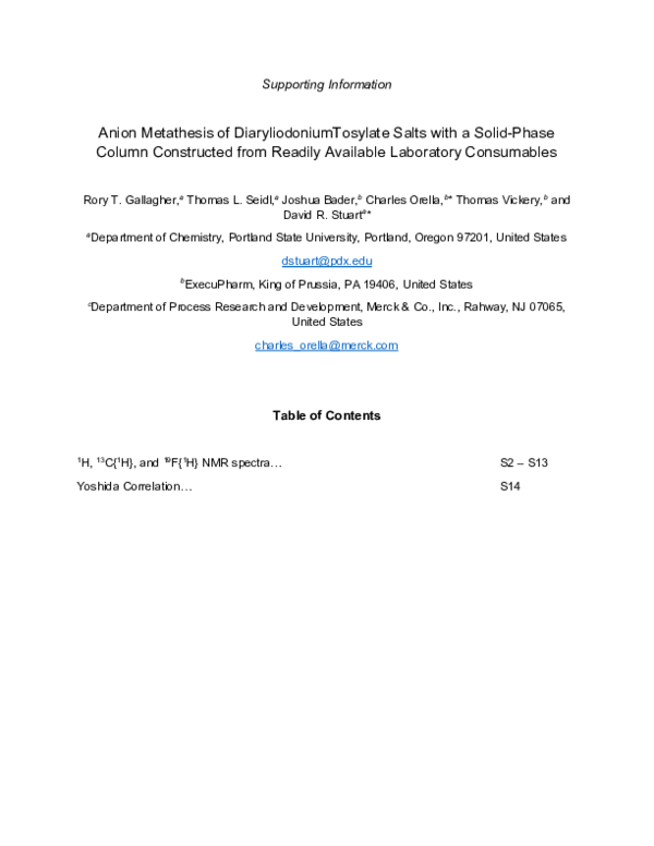 (PDF) Anion Metathesis of Diaryliodonium Tosylate Salts with a Solid ...