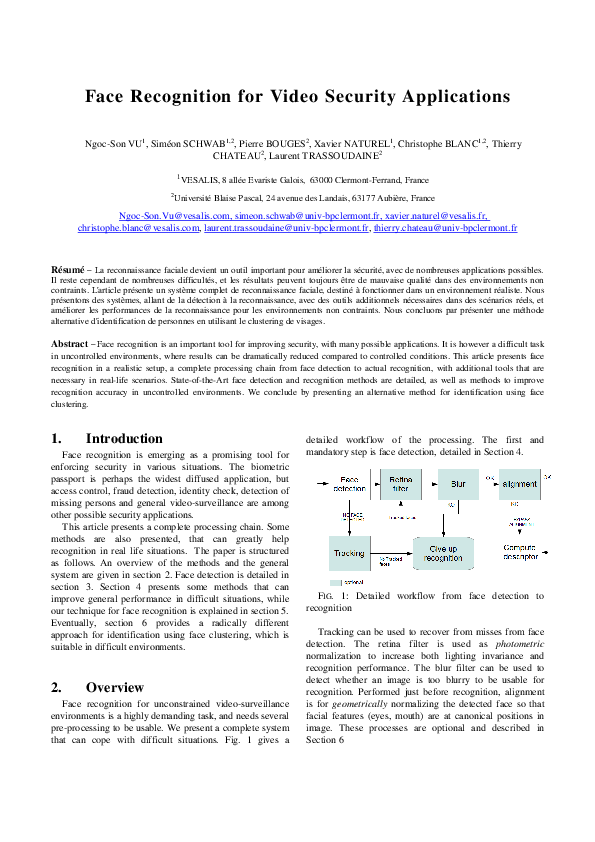 Pdf Face Recognition For Video Security Applications