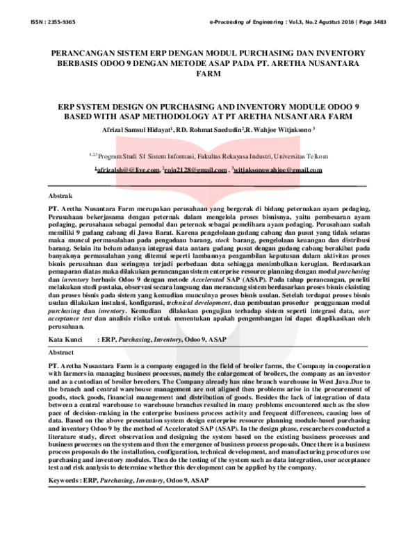 (PDF) Perancangan Sistem Erp Dengan Modul Purchasing Dan Inventory Berbasis Odoo 9 Dengan Metode ...