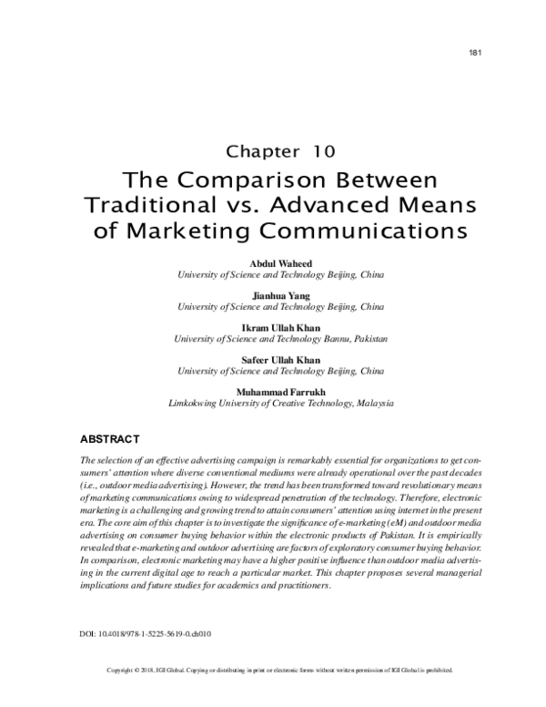 (PDF) The Comparison Between Traditional vs. Advanced Means of ...