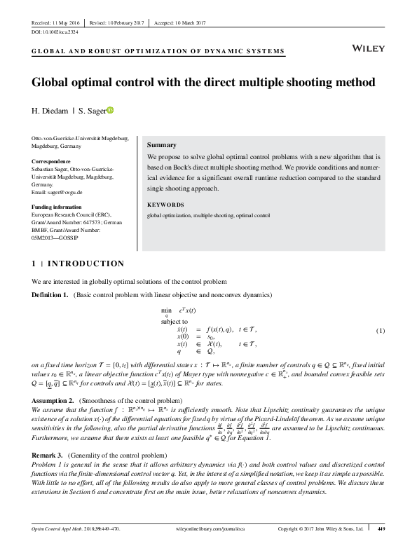 (PDF) Global optimal control with the direct multiple shooting method