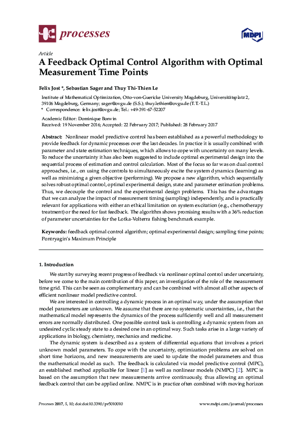 (PDF) A Feedback Optimal Control Algorithm with Optimal Measurement ...