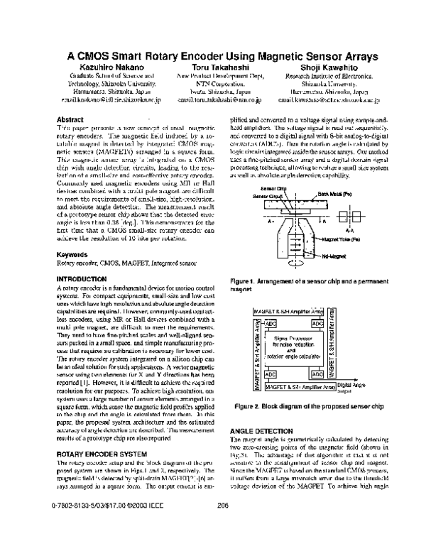 (PDF) A CMOS smart rotary encoder using magnetic sensor arrays