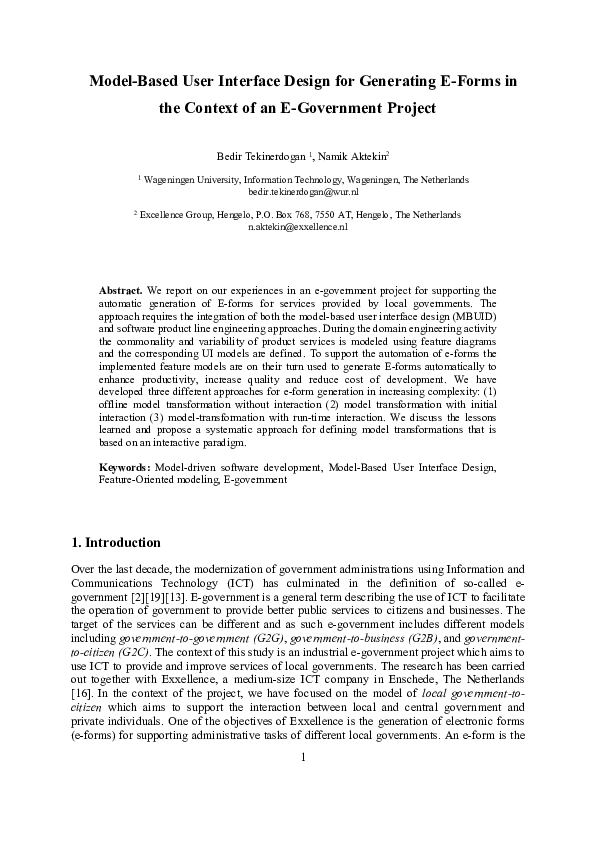 (PDF) Model-Based User Interface Design for Generating E-Forms in the Context of an E-Government ...