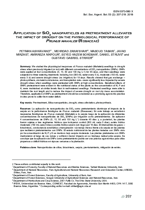 Pdf Application Of Sio2 Nanoparticles As Pretreatment Alleviates The Impact Of Drought On The