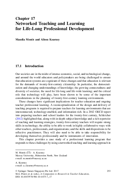 (PDF) Networked Teaching and Learning for Life-Long Professional Development