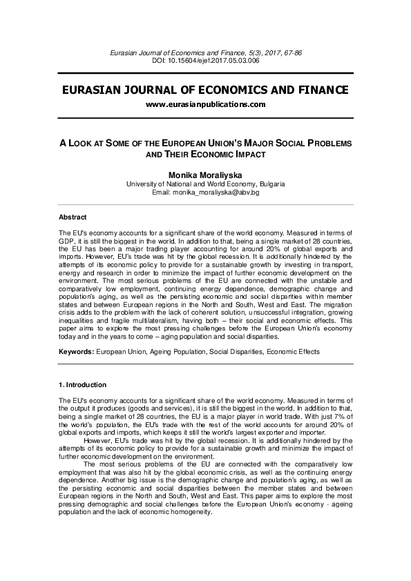 (PDF) A Look at Some of the European Union's Major Social Problems and ...