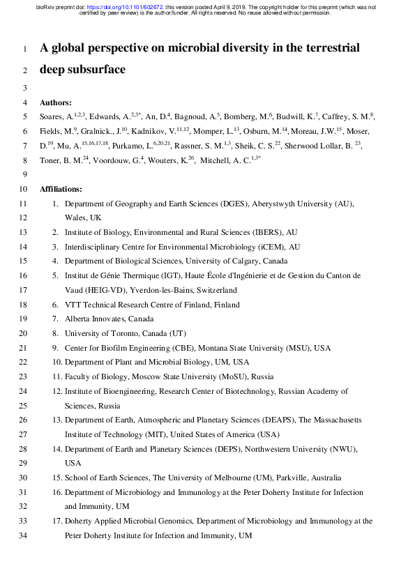 (PDF) A global perspective on microbial diversity in the terrestrial ...