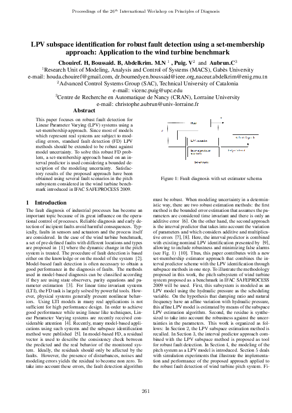 (PDF) LPV Subspace Identification for Robust Fault Detection using a Set-Membership Approach ...