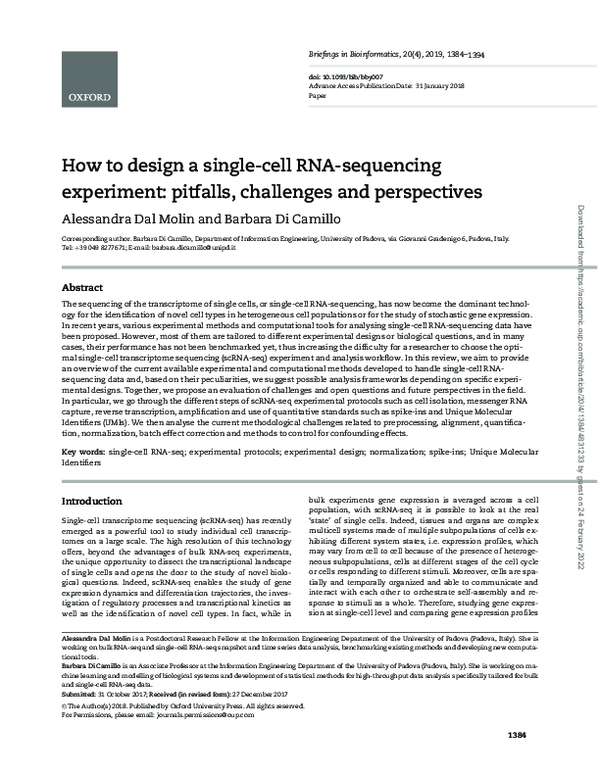 (PDF) How to design a single-cell RNA-sequencing experiment: pitfalls ...