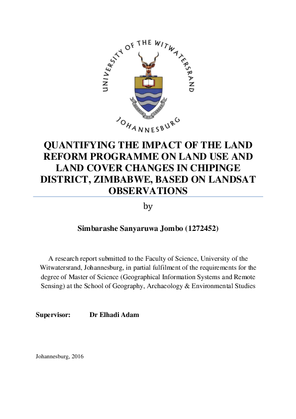 Quantifying the impact of the Land Reform Programme on land use and ...