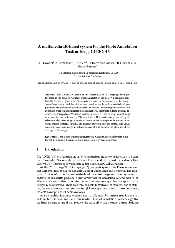 (PDF) A multimedia IR-based system for the Photo Annotation Task at ...