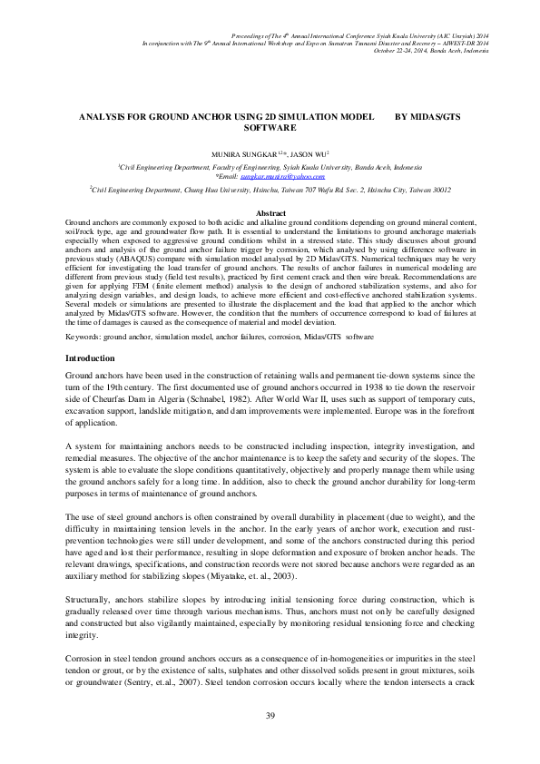 (PDF) Analysis for Ground Anchor Using 2D Simulation Model by Midas/GTS ...