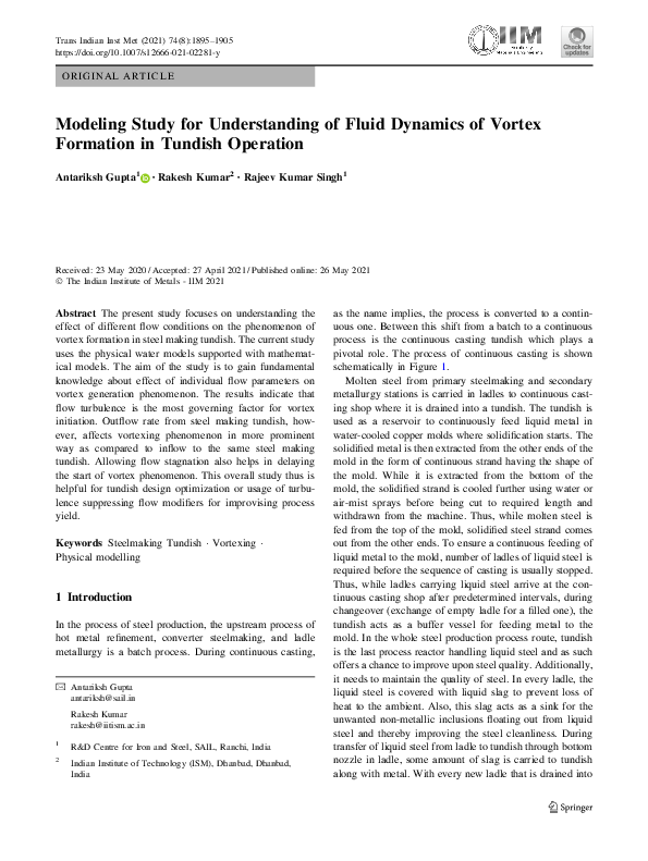 (PDF) Modeling Study for Understanding of Fluid Dynamics of Vortex ...