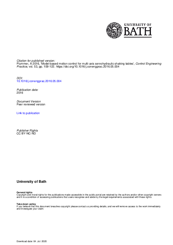 (PDF) Model-based motion control for multi-axis servohydraulic shaking ...