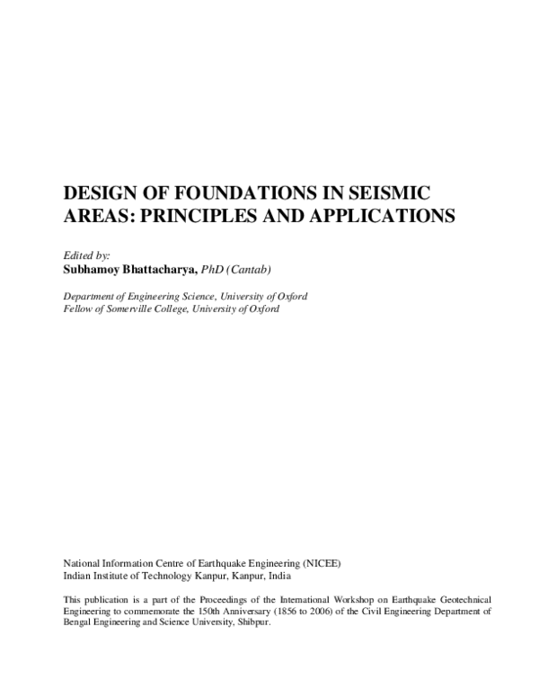 (PDF) Design of foundations in seismic areas: Principles and applications