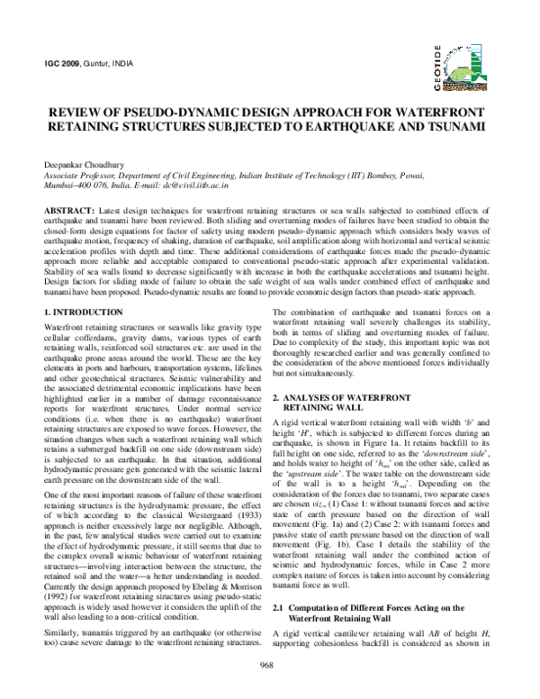 (PDF) Review of Pseudo-Dynamic Design Approach for Waterfront Retaining ...