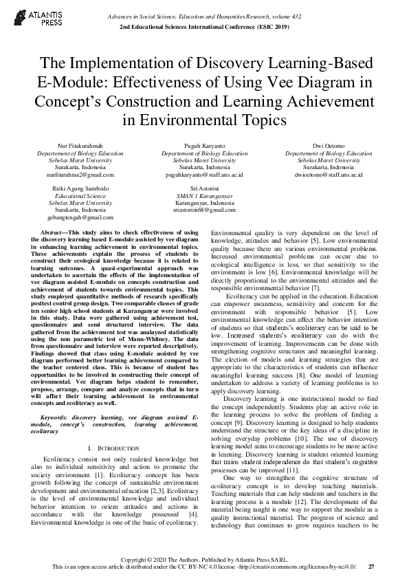 (PDF) The Implementation of Discovery Learning-Based E-Module: Effectiveness of Using Vee ...