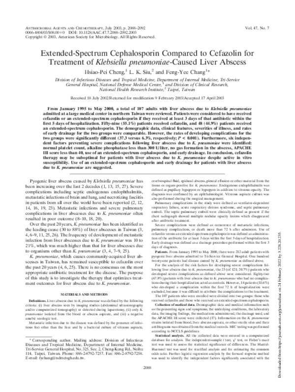 (PDF) Extended-Spectrum Cephalosporin Compared to Cefazolin for ...