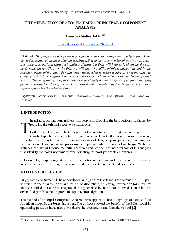 (PDF) Feature selection using principal component analysis