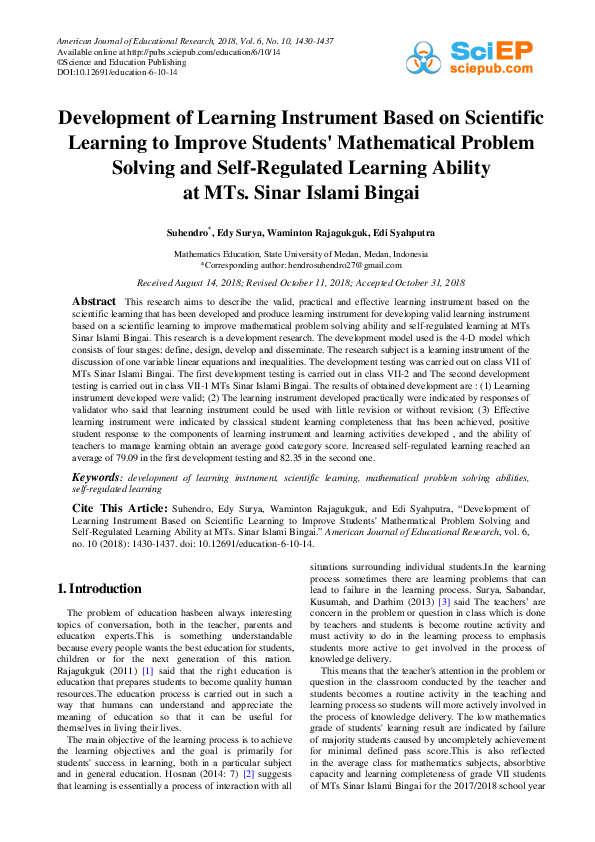 (PDF) Development of Learning Instrument Based on Scientific Learning to Improve Students ...