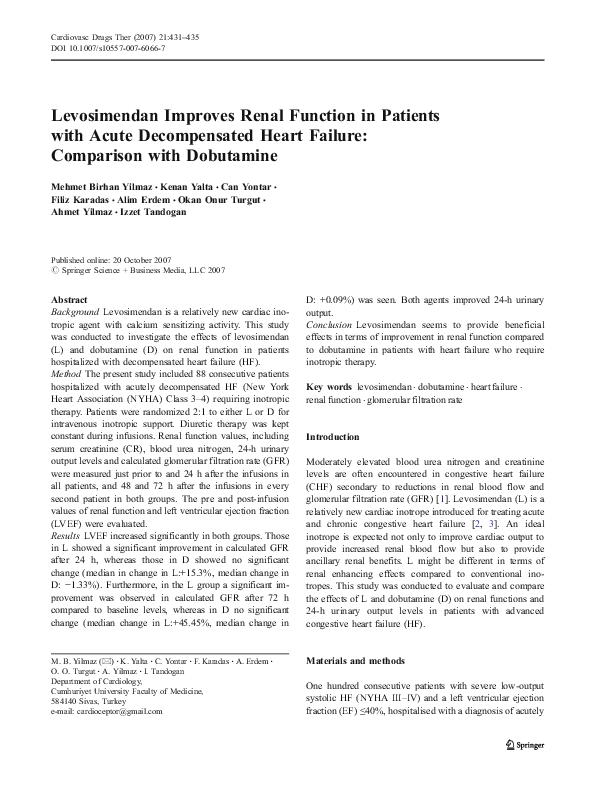 (PDF) Levosimendan Improves Renal Function In Patients With Acute ...