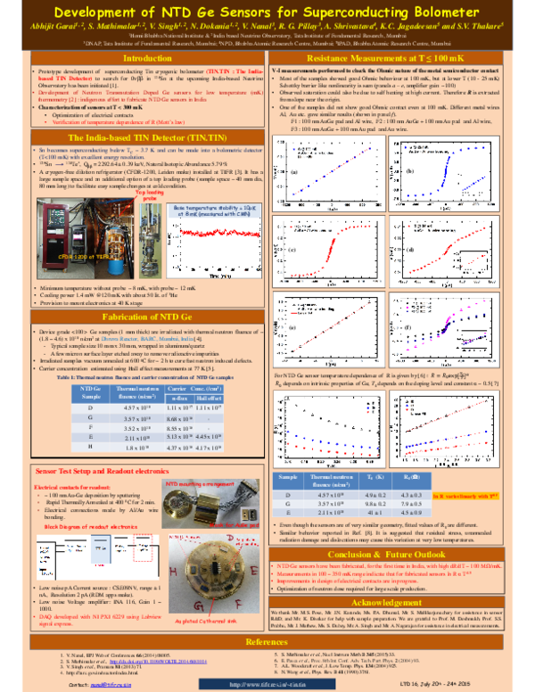 (PDF) Development of NTD Ge Sensors for Superconducting Bolometer