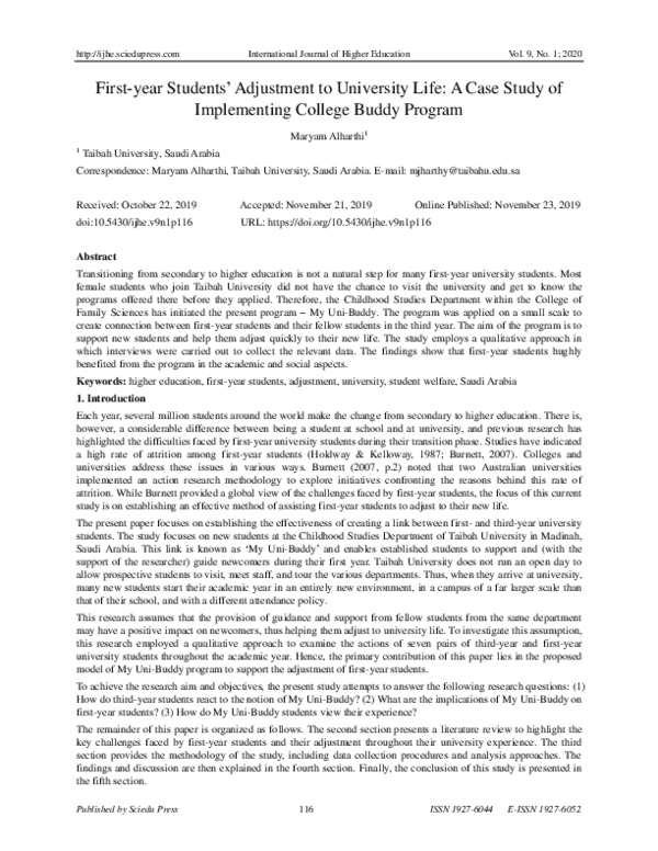 (PDF) First-year Students’ Adjustment to University Life: A Case Study ...