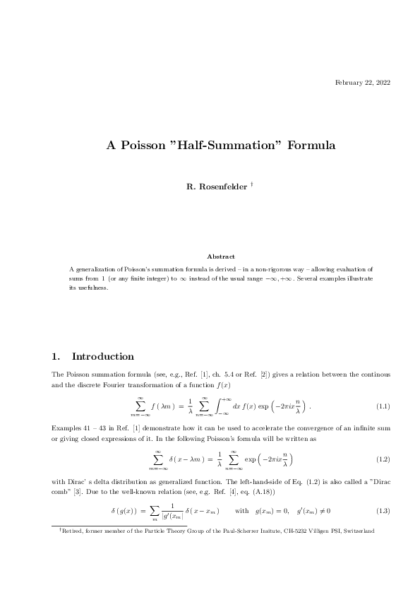 (PDF) Generalized Poisson Summation Formula