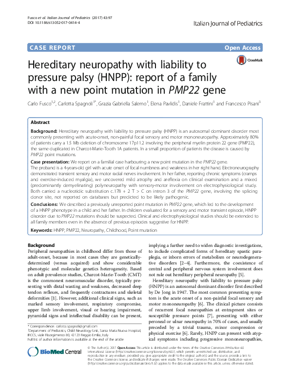 (PDF) Hereditary neuropathy with liability to pressure palsy (HNPP ...