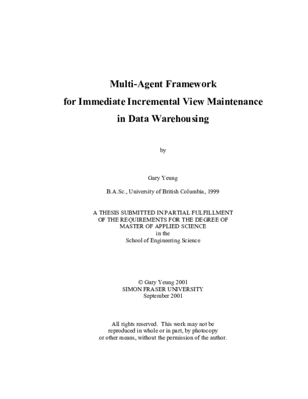 (PDF) Incremental View Maintenance for Data Warehousing