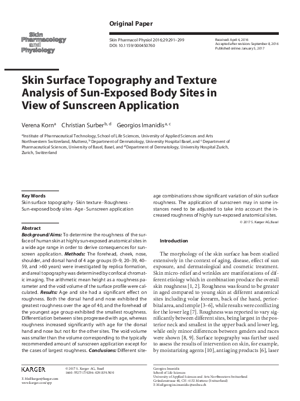 (PDF) Skin Surface Topography and Texture Analysis of Sun-Exposed Body ...