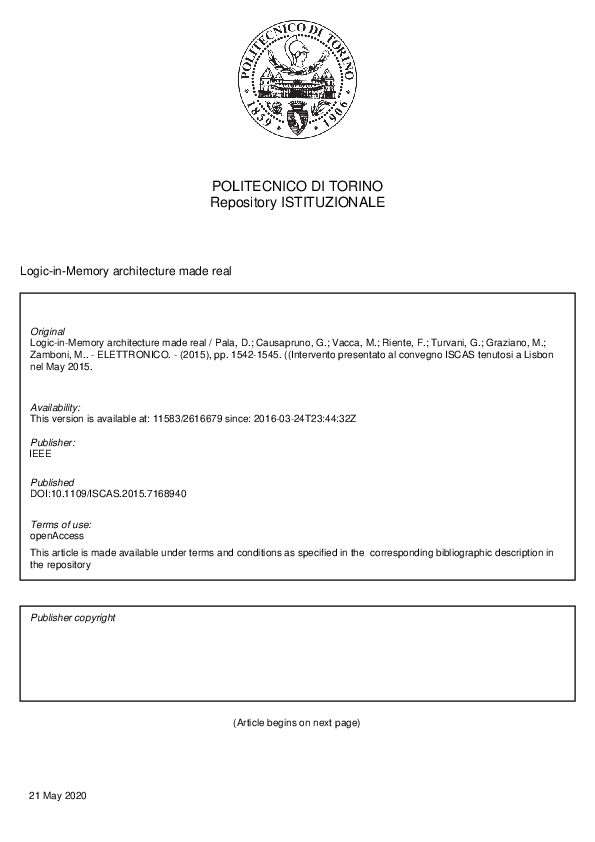 (PDF) Logic-in-Memory architecture made real