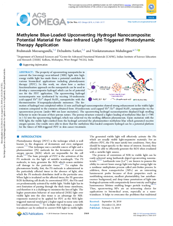 (PDF) Methylene Blue-Loaded Upconverting Hydrogel Nanocomposite ...