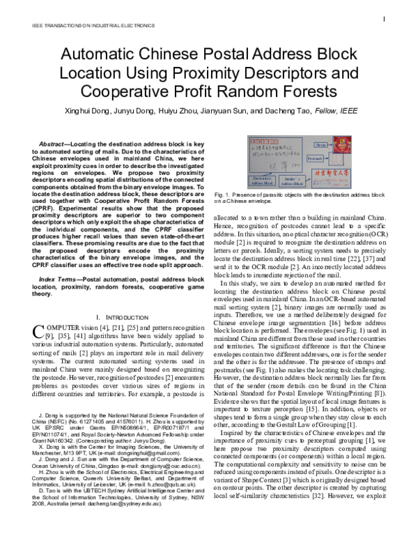 (PDF) Automatic Chinese Postal Address Block Location Using Proximity ...