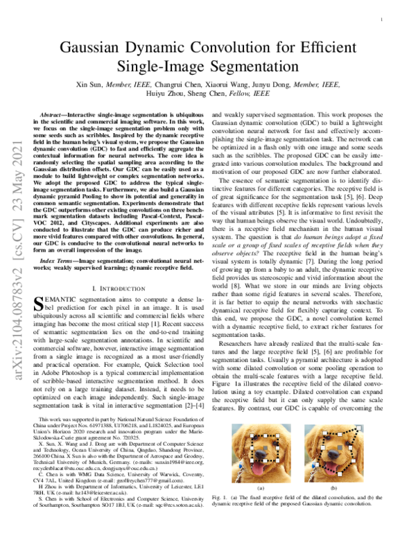(PDF) Gaussian Dynamic Convolution for Efficient Single-Image Segmentation