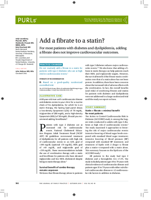 (PDF) Add a fibrate to a statin?
