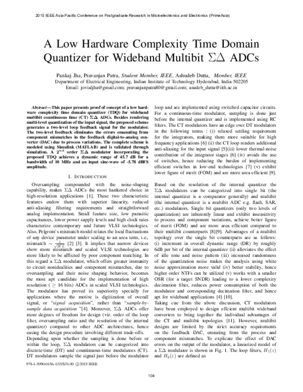 (PDF) A low hardware complexity time domain quantizer for wideband ...
