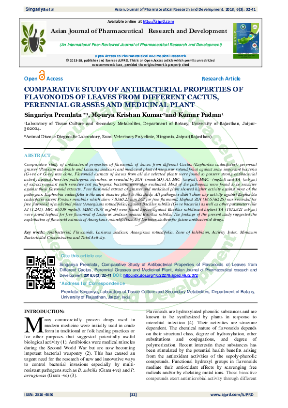 (PDF) Comparative Study of Antibacterial Properties of Flavonoids of ...