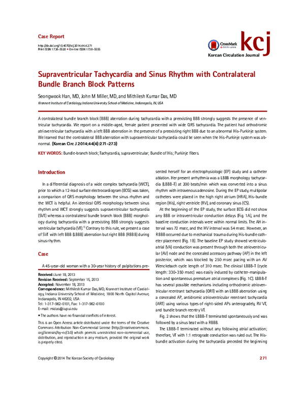 (PDF) Supraventricular tachycardia and sinus rhythm with contralateral ...