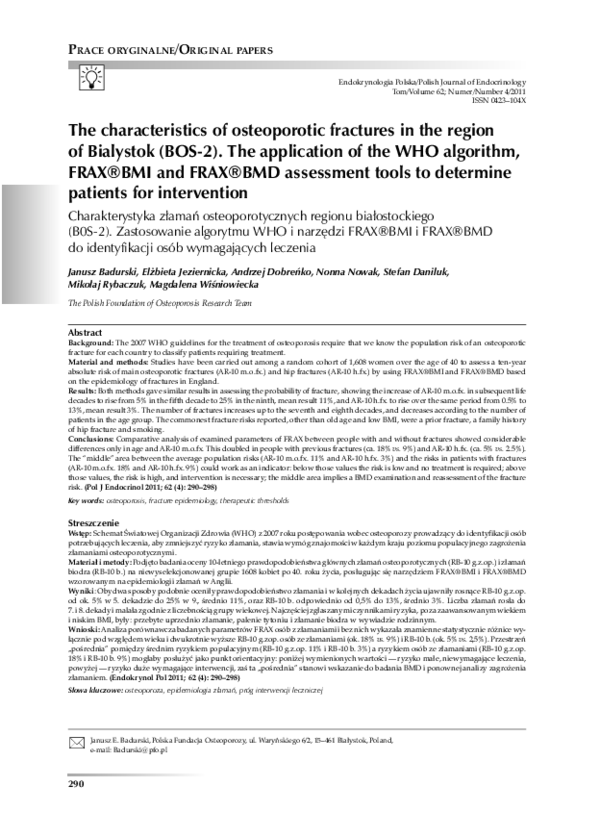 (PDF) The characteristics of osteoporotic fractures in the region of ...