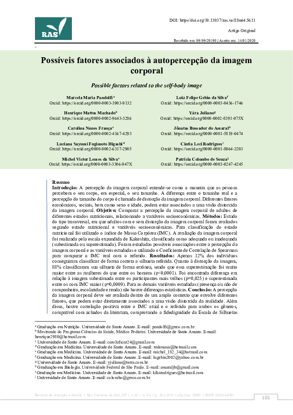 (PDF) Possíveis Fatores Associados À Autopercepção Da Imagem Corporal ...