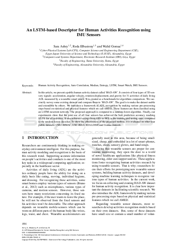 (PDF) An LSTM-based Descriptor for Human Activities Recognition using IMU Sensors