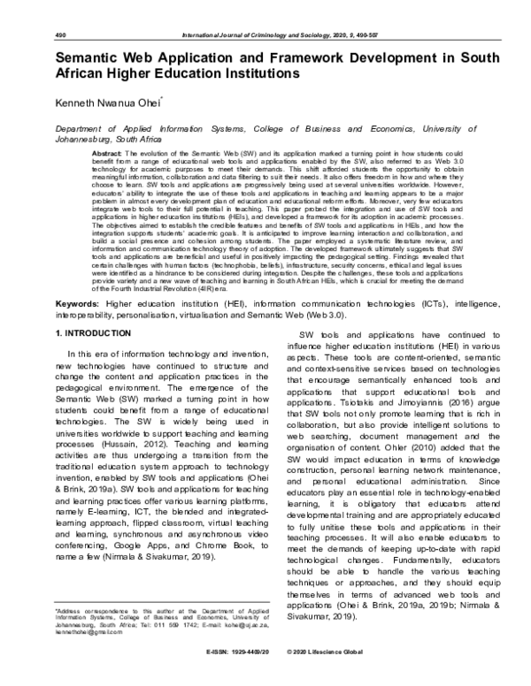 (PDF) Semantic Web Application and Framework Development in South ...