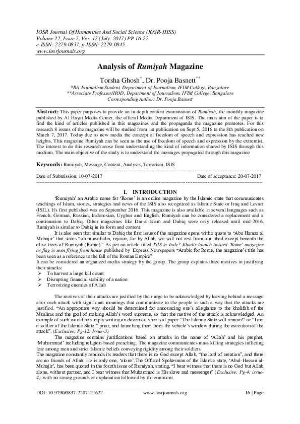 (PDF) Analysis of Rumiyah Magazine