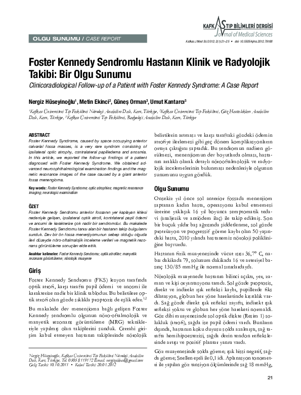 (PDF) Clinicoradiological follow-up of a patient with Foster Kennedy ...