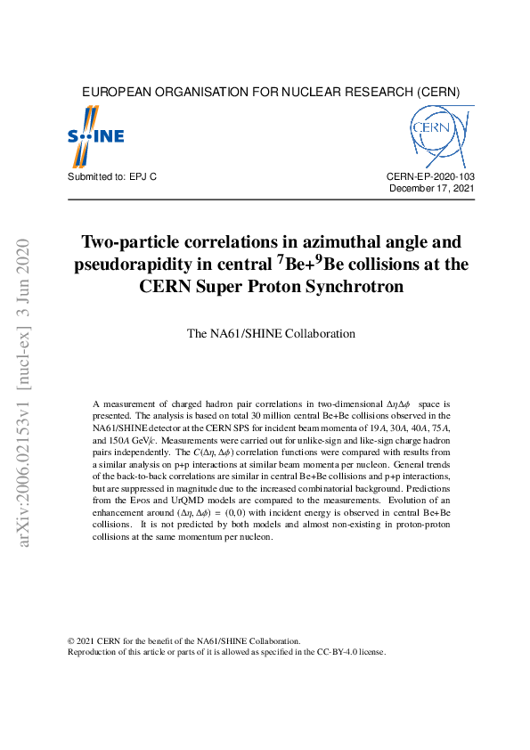 (PDF) Two-particle correlations in azimuthal angle and pseudorapidity ...