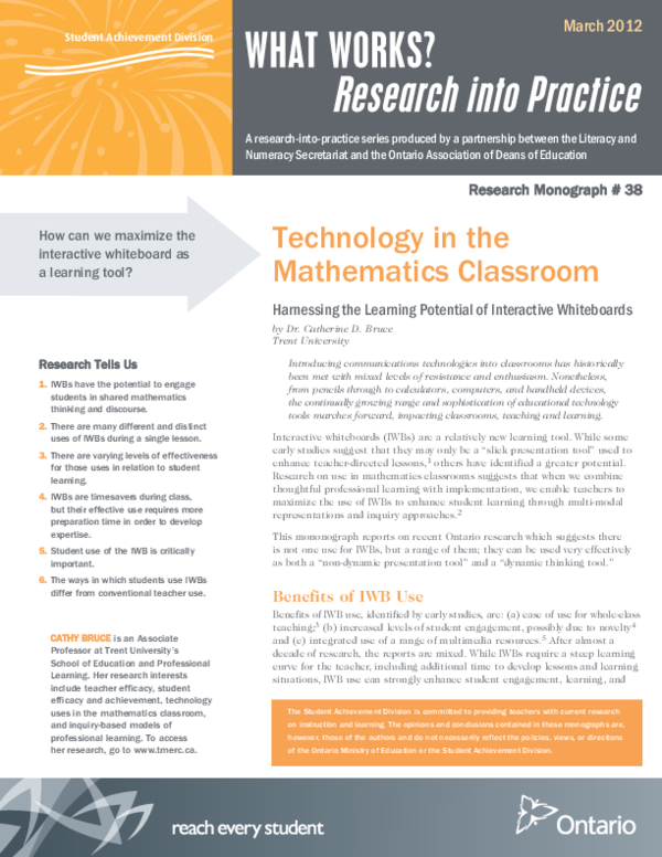 (PDF) Technology in the Mathematics Classroom Harnessing the Learning ...