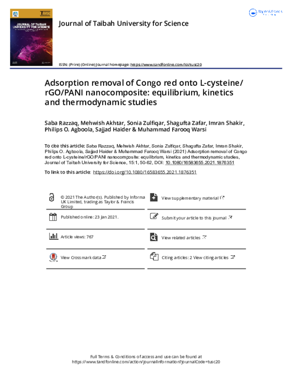 (PDF) Adsorption removal of Congo red onto L-cysteine/rGO/PANI ...