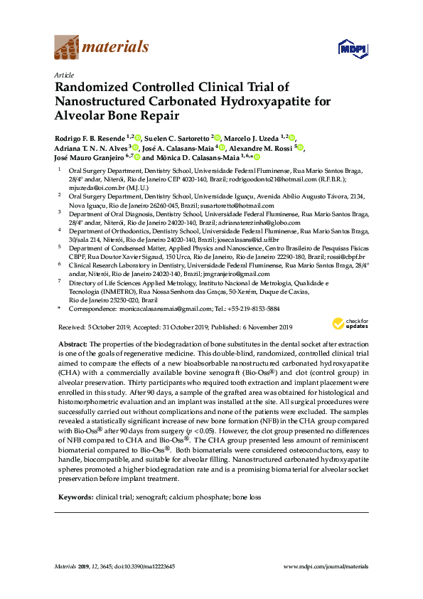 (PDF) Randomized Controlled Clinical Trial of Nanostructured Carbonated Hydroxyapatite for ...
